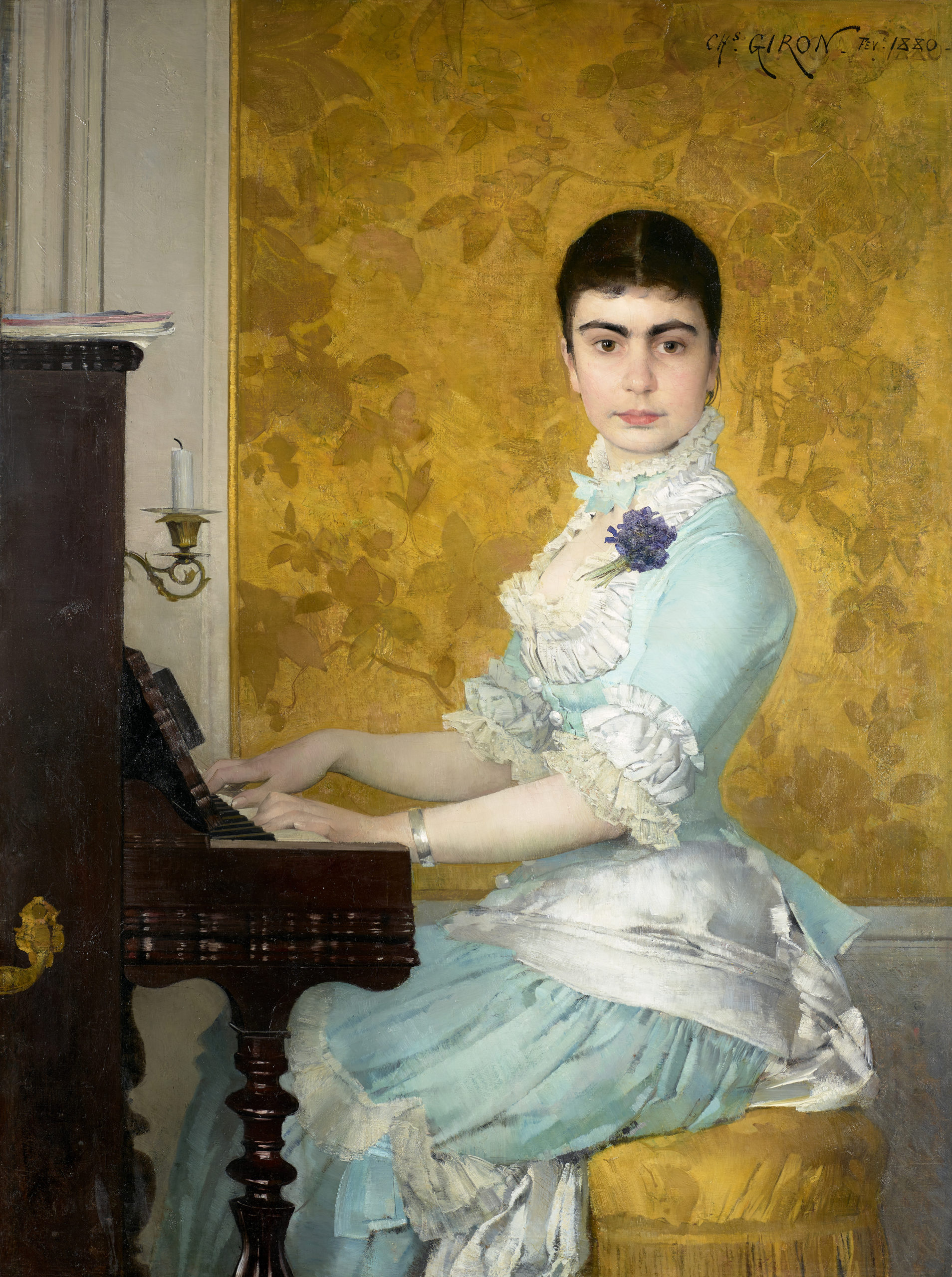Jeune femme au piano (Young Woman at the Piano) or Portrait de Mlle ...